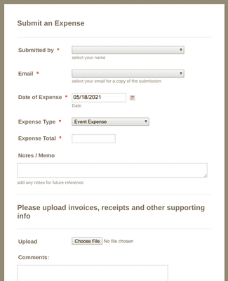 Expense Form - Closing Event (7/12-14) Form Template | Jotform