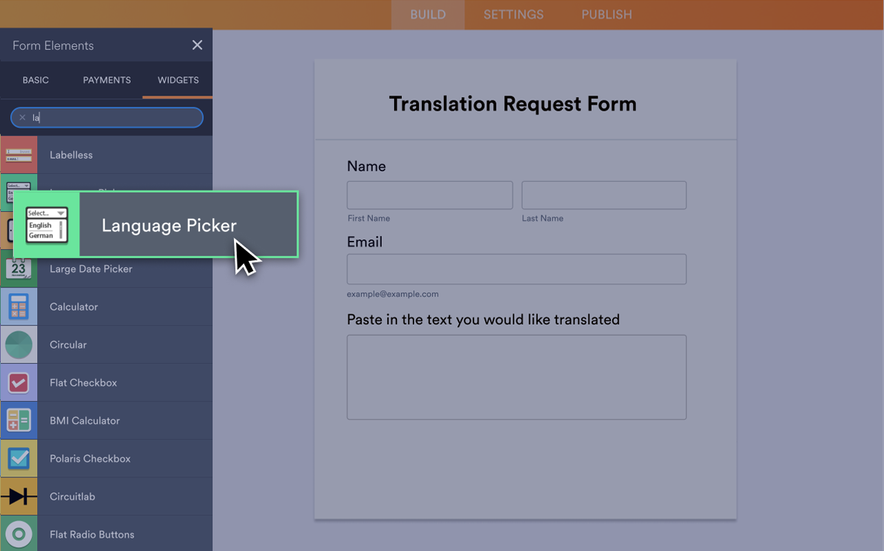 Language Picker - Form Widgets | Jotform