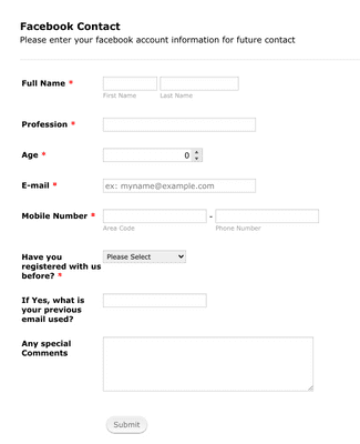 Facebook Contact Form Template | Jotform