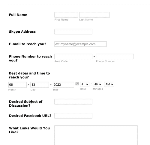 Facebook Fan Page Setup Request Form Template | Jotform