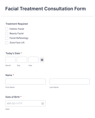 Facial Treatment Consultation Form Template | Jotform