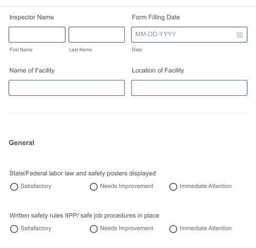 Workplace Safety Inspection Checklist Form Template | Jotform
