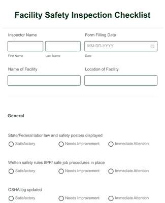 Facility Safety Inspection Checklist Form Template | Jotform