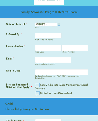 Family Advocate Program Referral Form Template | Jotform