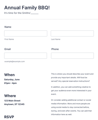 Family Event Registration Form Template | Jotform