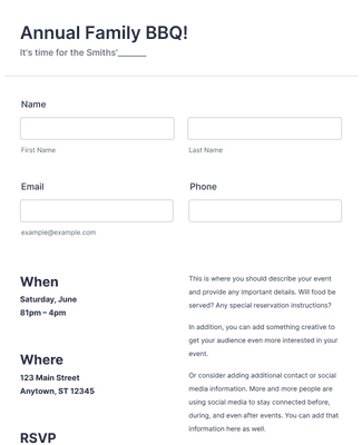 Family Event Registration Form Template | Jotform