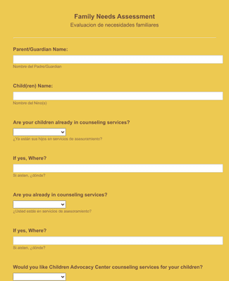 Family Needs Assessment Form Template | Jotform