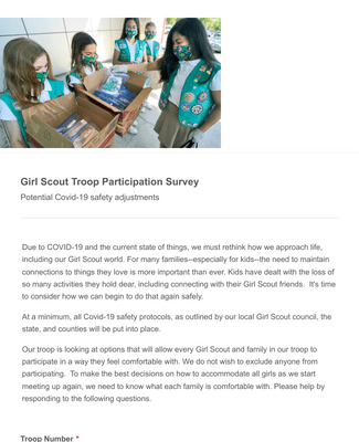 Family Participation Survey for Girl Scout Troops Form Template | Jotform