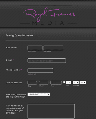 Family Photography Questionnaire Form Template | Jotform