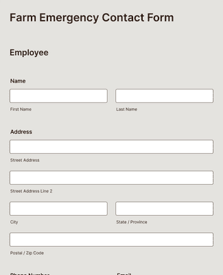 Farm Emergency Contact Form Template | Jotform
