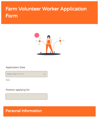 Farm Volunteer Worker Application Form Template | Jotform