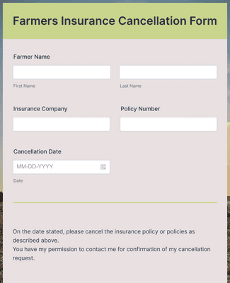 Farmers Insurance Cancellation Form Template | JotForm