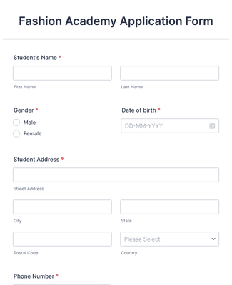 Fashion Academy Application Form Template | Jotform