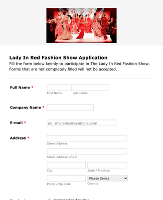 Fashion Show Vendor Application Form Template | Jotform
