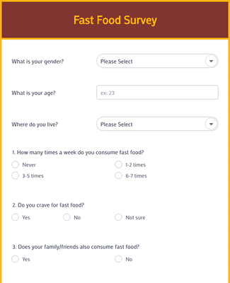 Fast Food Survey Form Template | Jotform