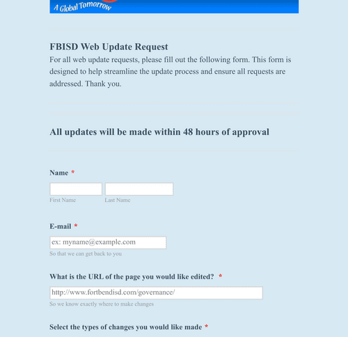 FBISD Web updates Form Template | Jotform