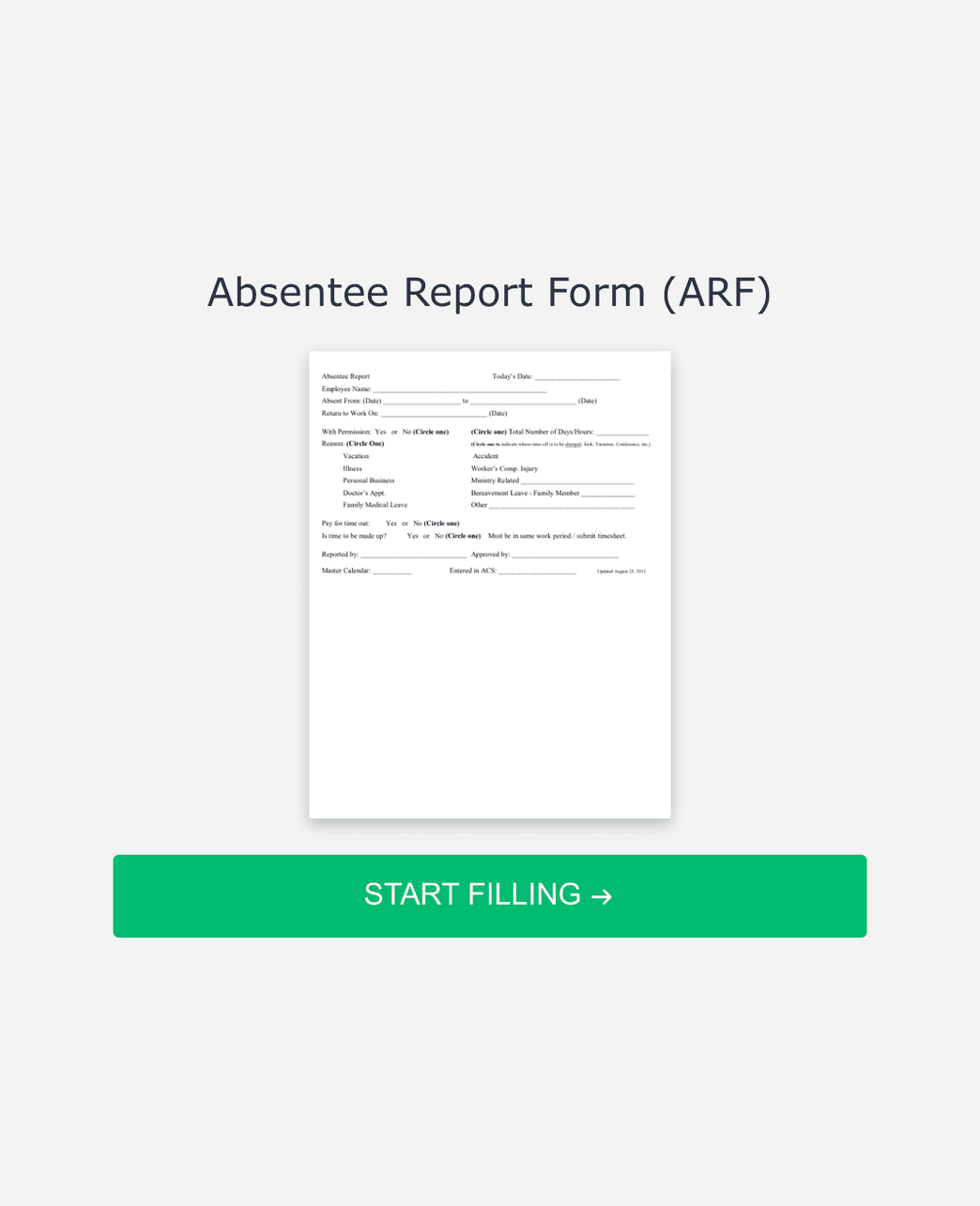 FCBC Absentee Report Form Template | Jotform