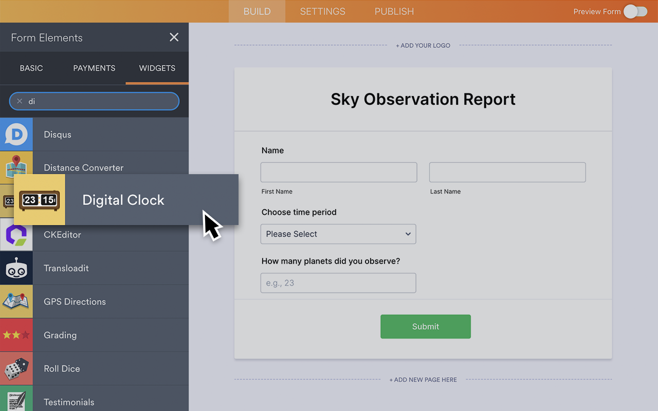 Digital Clock - Form Widgets | Jotform