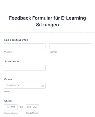 Feedback Formular für E-Learning Sitzungen Formularvorlage | Jotform