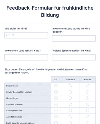 Feedback-Formular für frühkindliche Bildung Formularvorlage | Jotform