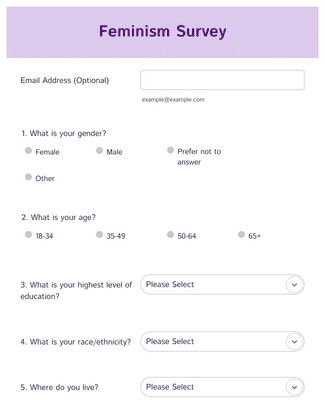 Feminism Survey Form Template | Jotform