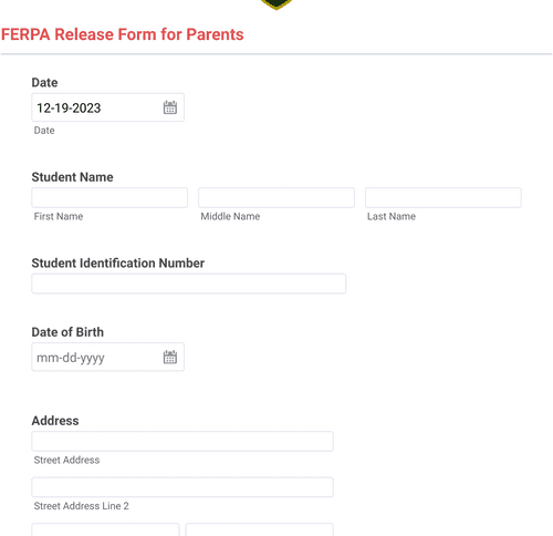 FERPA Release Form for Parents Form Template | Jotform
