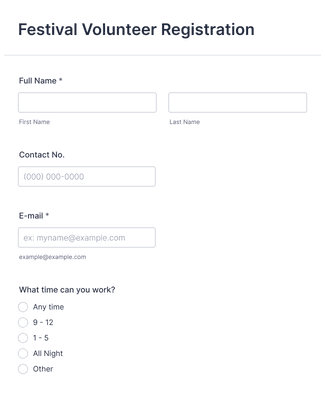 Festival Volunteer Registration Form Template | Jotform