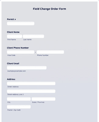 Field Change Order Form Template | Jotform