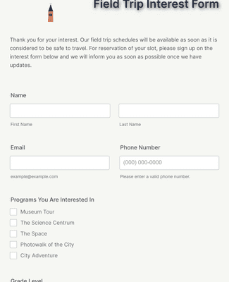Field Trip Interest Form Template | Jotform