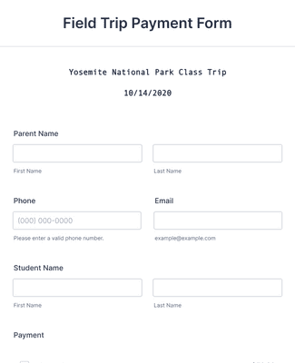Field Trip Payment Form Template | Jotform