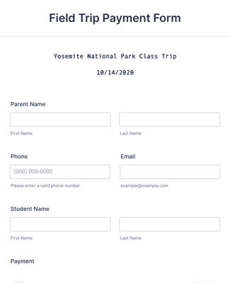 Field Trip Payment Form Template | Jotform
