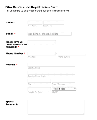 Film Conference Registration Form Template | Jotform