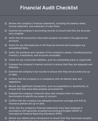 Financial Audit Checklist Form Template | Jotform