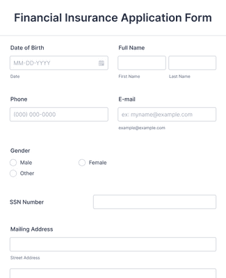 Financial Insurance Application Request Form Template | Jotform