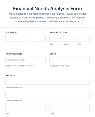 Financial Needs Analysis Form Template | Jotform