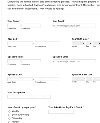 Financial Overview For Financial Coaching Form Template | Jotform