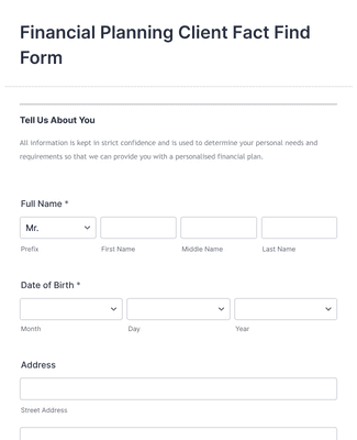 Financial Planning Client Fact Find Form Template | Jotform
