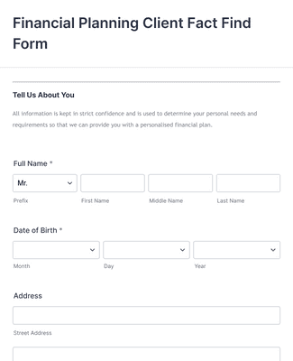 Financial Planning Client Fact Find Form Template | Jotform