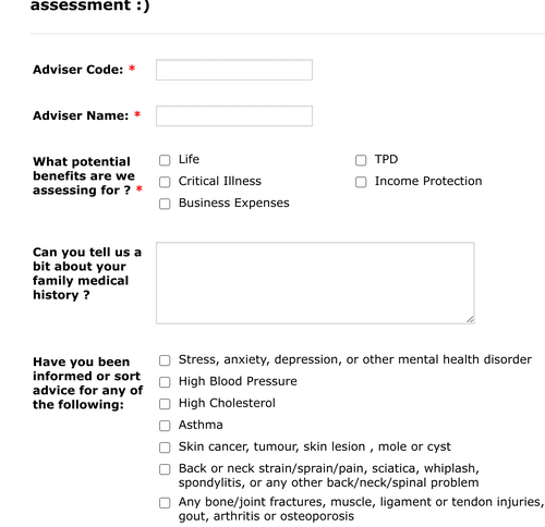 Financial Planning - Insurance Pre-Assessment Form Template | Jotform