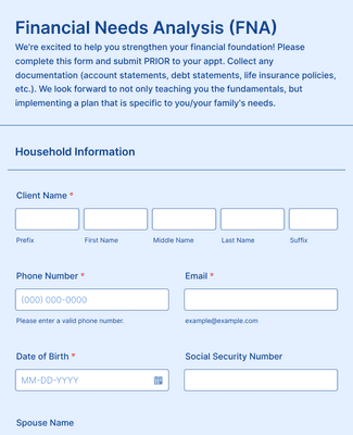 Financial Planning Questionnaire Form Template | Jotform