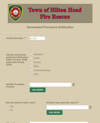 Fire Rescue Aerosolized Procedure Report Form Template | JotForm