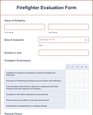 Firefighter Evaluation Form Template | Jotform
