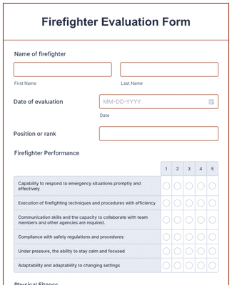 Firefighter Evaluation Form Template | Jotform