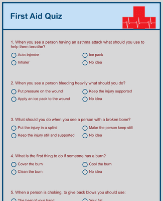First Aid Quiz Form Template | Jotform