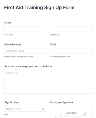 First Aid Training Sign Up Form Template | Jotform