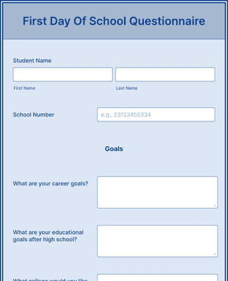 First Day Of School Questionnaire Form Template | Jotform