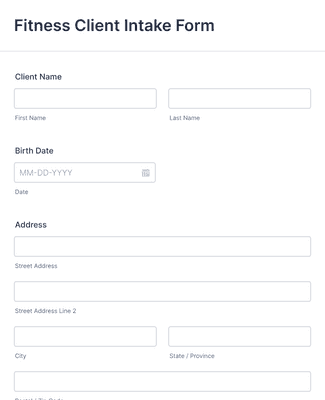 Fitness Client Intake Form Template | Jotform