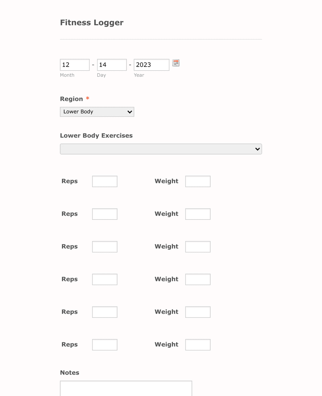 Fitness Logger Form Template | Jotform