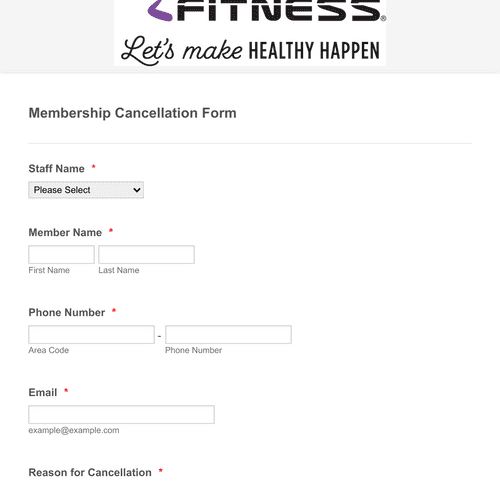 Fitness Membership Cancellation Form Template | Jotform