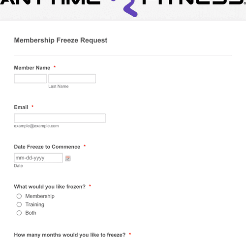 Fitness Membership Freeze Form Template | Jotform